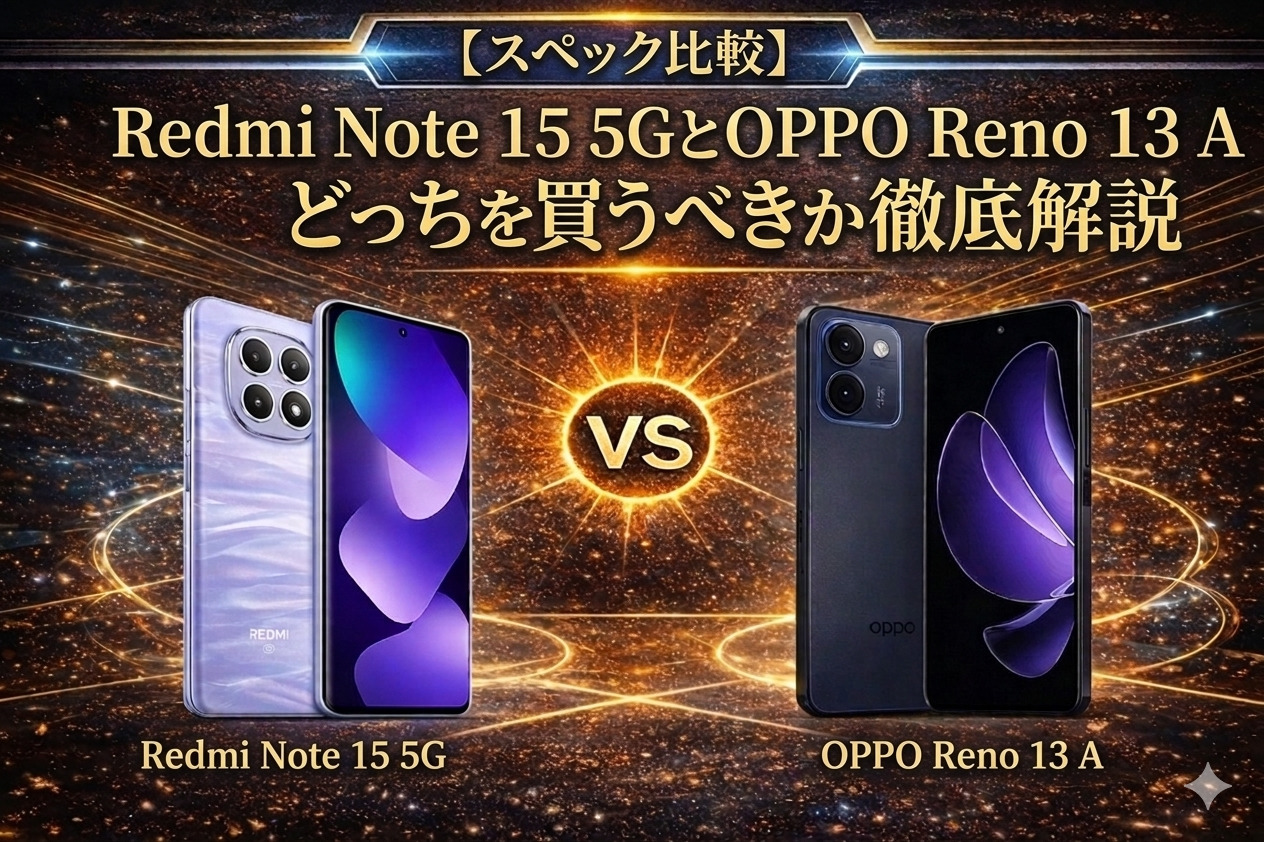 【スペック比較】Redmi Note 15 5GとOPPO Reno 13 Aの違いは？どっちを買うべきか徹底解説 | ガジェットの時間